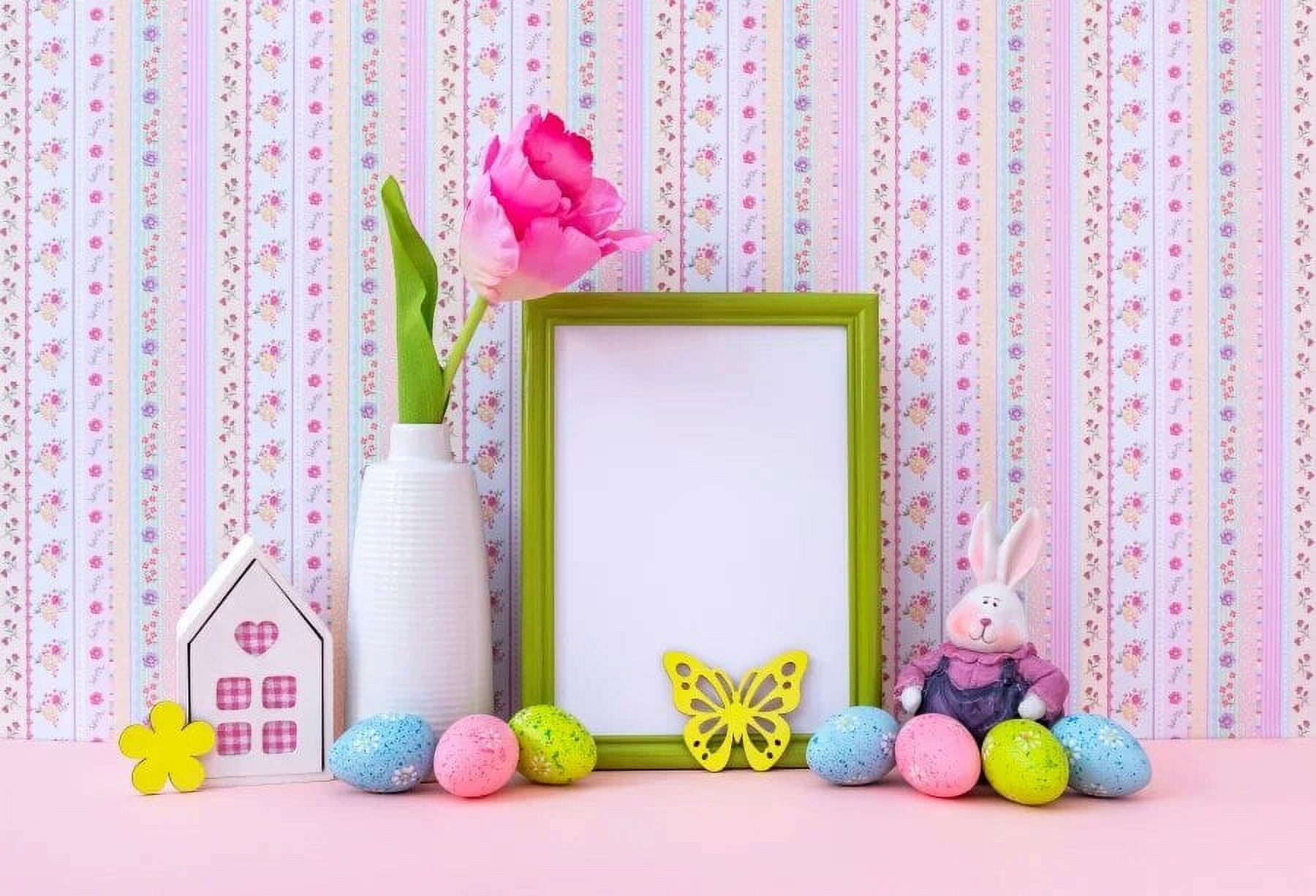 Easter Rabbit Doll Backdrop Rustic White Wood Bunny Flowers Kids ...