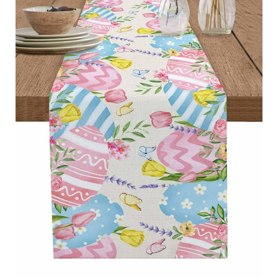 Easter Rabbit Ear Watercolor Flowers rations Coffee Table r Tablecloth ...
