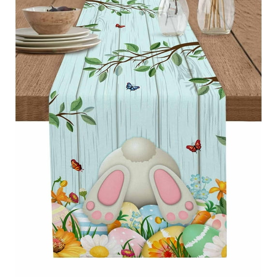 Easter Rabbit Ear Watercolor Flowers rations Coffee Table r Tablecloth ...