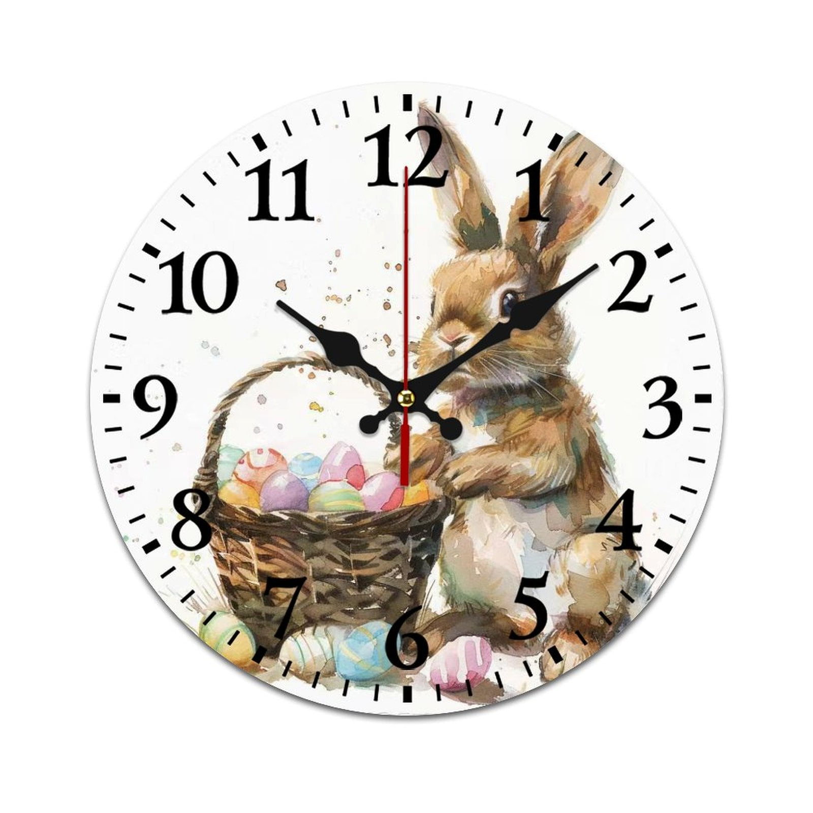 Easter Rabbit Easter Bunny Flowers Wall Clock Modern Design Clocks Wall ...