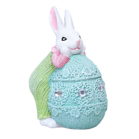 Easter Rabbit & Egg Desktop Decorative Ornament, Cute Tabletop Figurine ...
