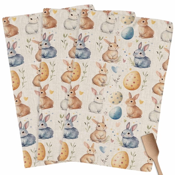 Easter Rabbit Egg Kitchen Towel Watercolor Floral Quick Dry Absorbent ...