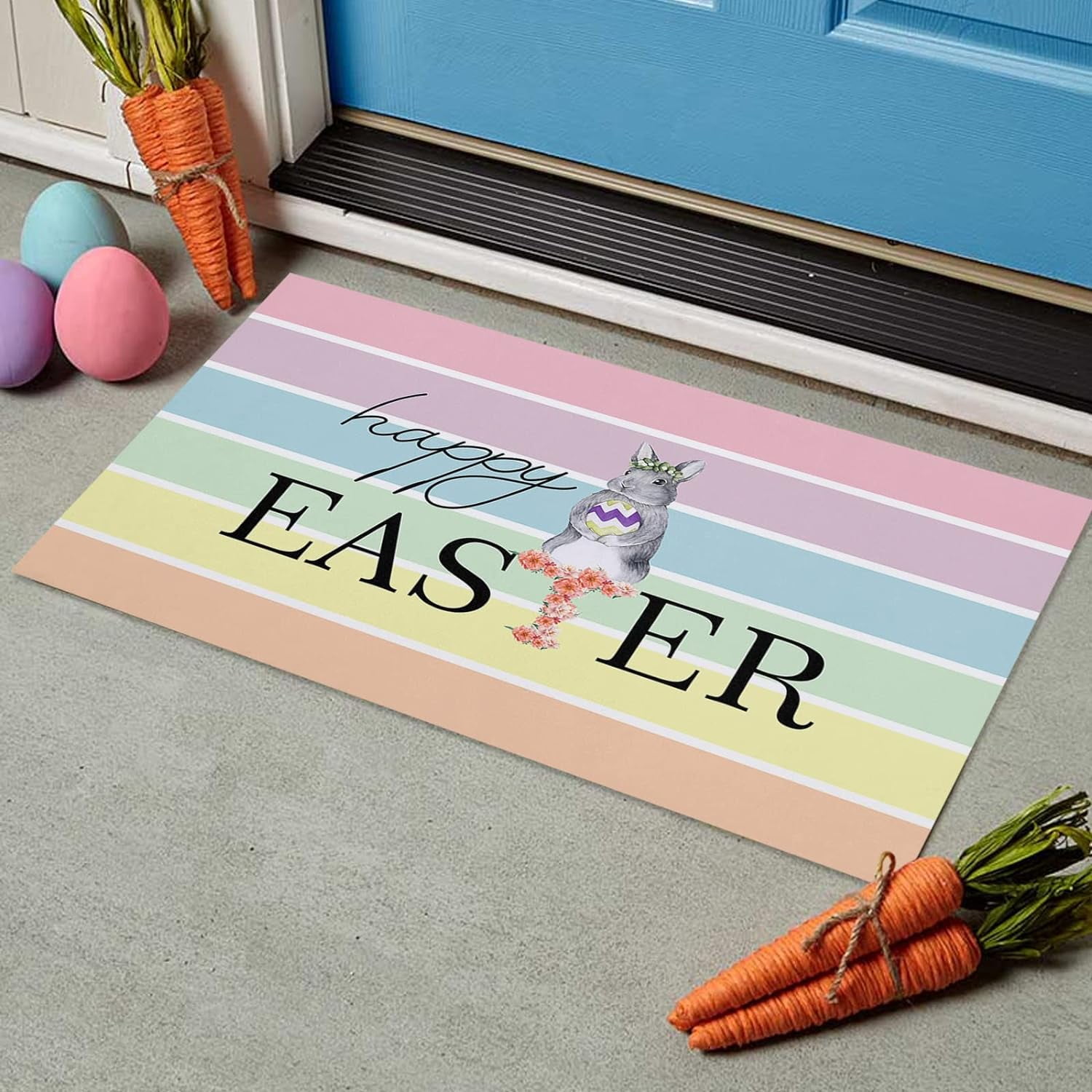 Easter Rabbit Geometry Stripes Bunny Egg Spring Flower, Bathroom Shower ...