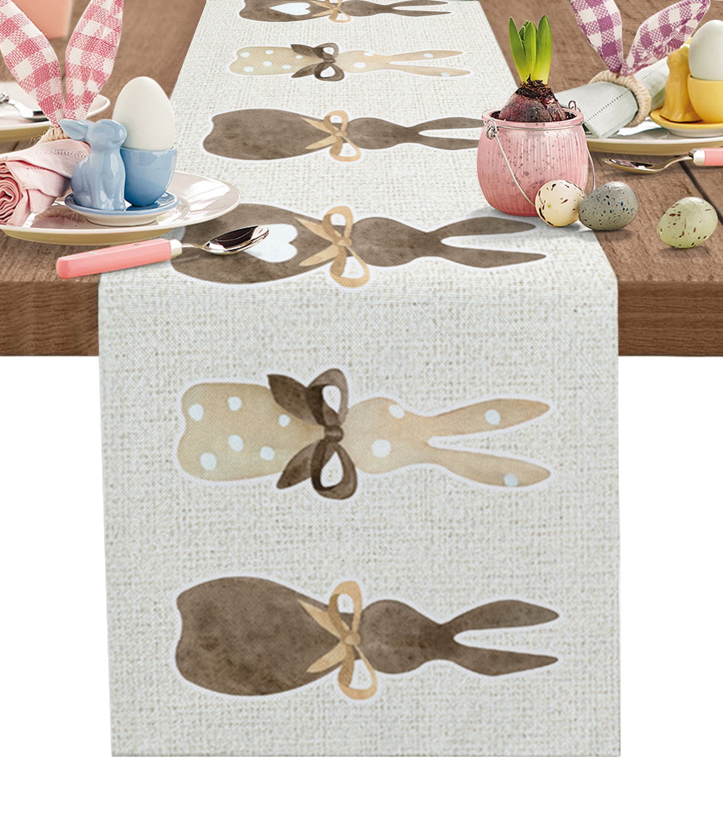 Easter Rabbit Hand-painted Table Runner Wedding r Table Cover Holiday ...