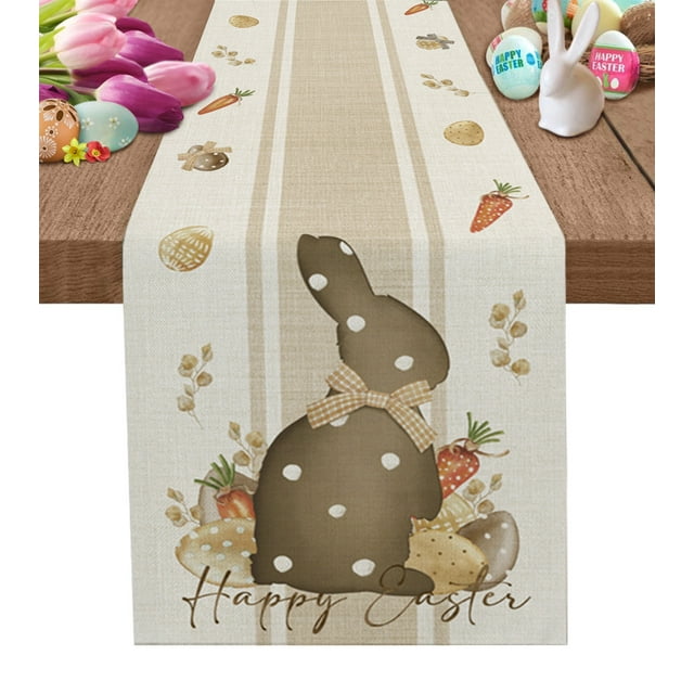Easter Rabbit Hand-painted Table Runner Wedding r Table Cover Holiday ...