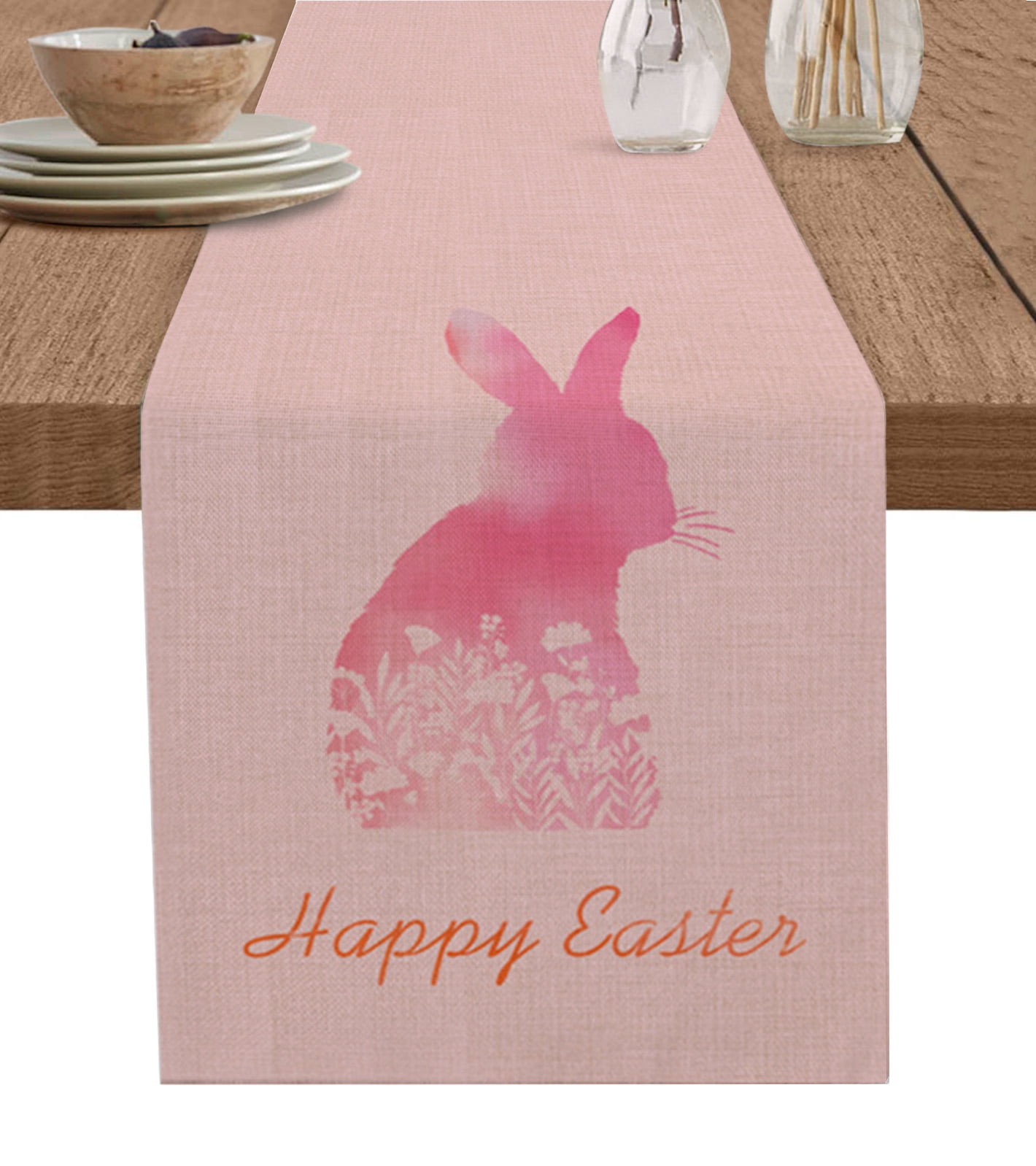 Easter Rabbit Hand-painted Table Runner Wedding r Table Cover Holiday ...