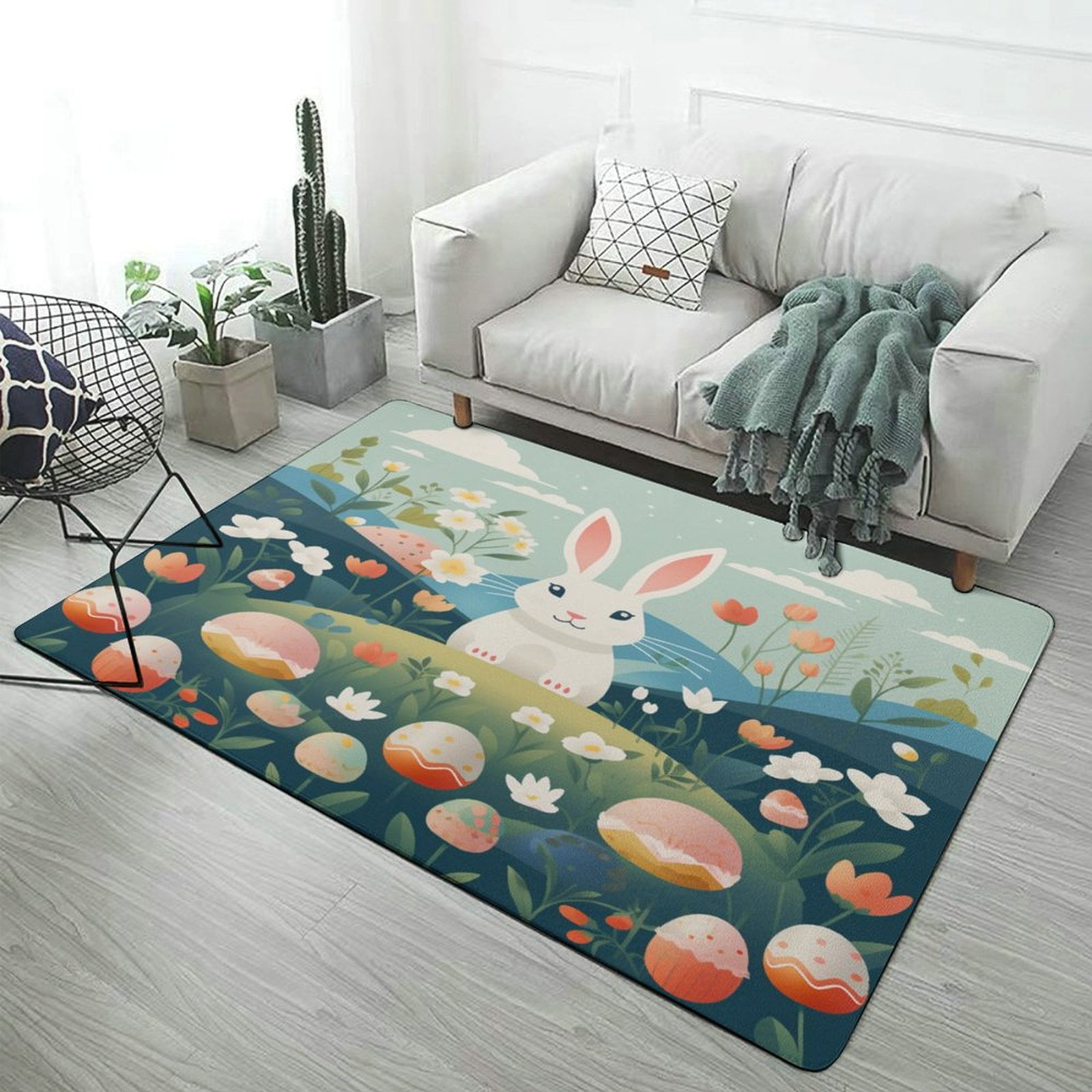 Easter Rabbit Home Decor Living Room Carpet Non-slip Hotel Lobby Floor ...