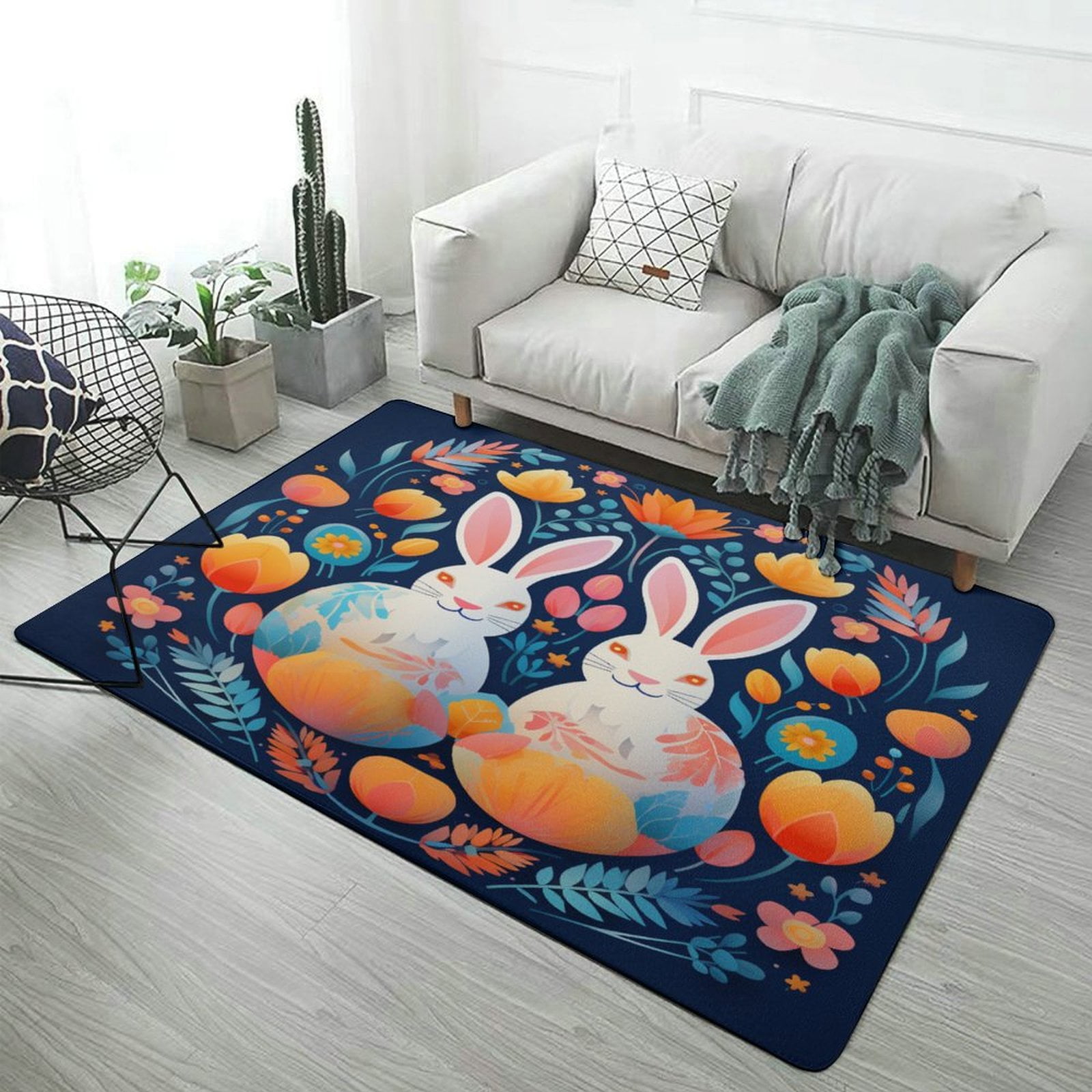 Easter Rabbit Home Decor Living Room Carpet Non-slip Hotel Lobby Floor ...