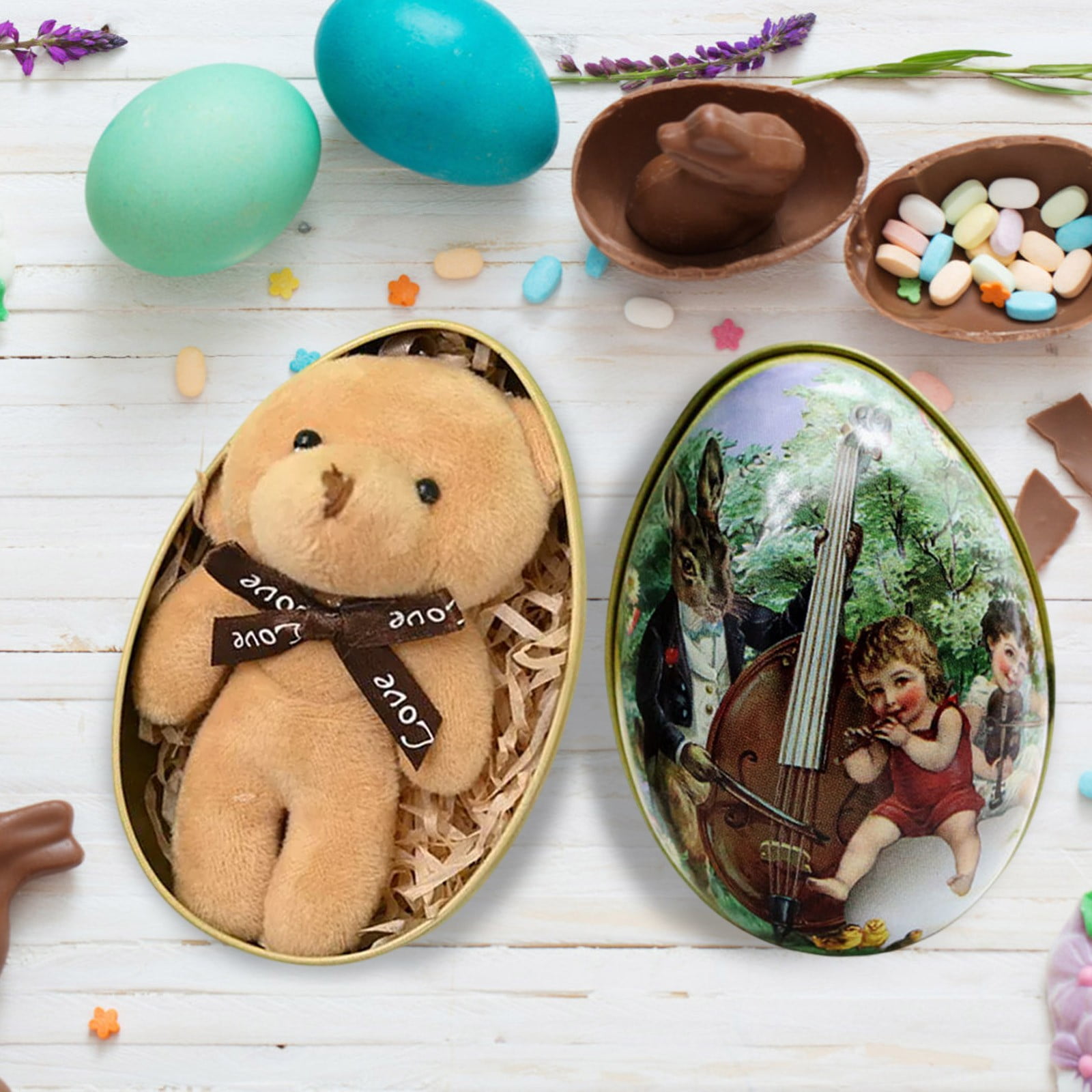 Easter Rabbit Iron Gift Box - Decorative Metal Easter Egg Box for ...