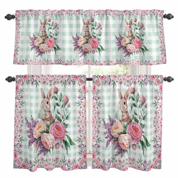 Easter Rabbit Kitchen Curtains and Valances Set, Spring Pink Purple ...