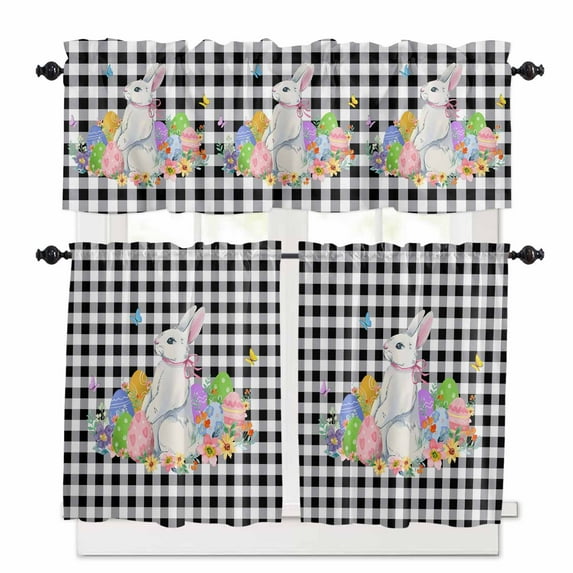 Easter Rabbit Kitchen Curtains Valances and Tiers Set of 3 Spring ...