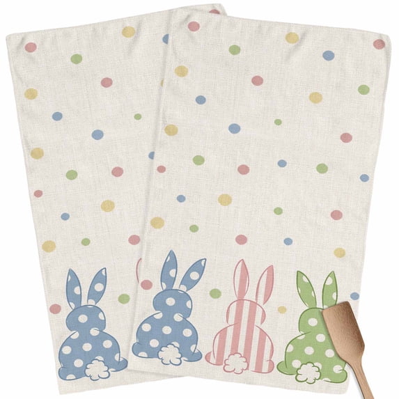Easter Rabbit Kitchen Towel Colorful Dots Bunny Quick Dry Absorbent ...