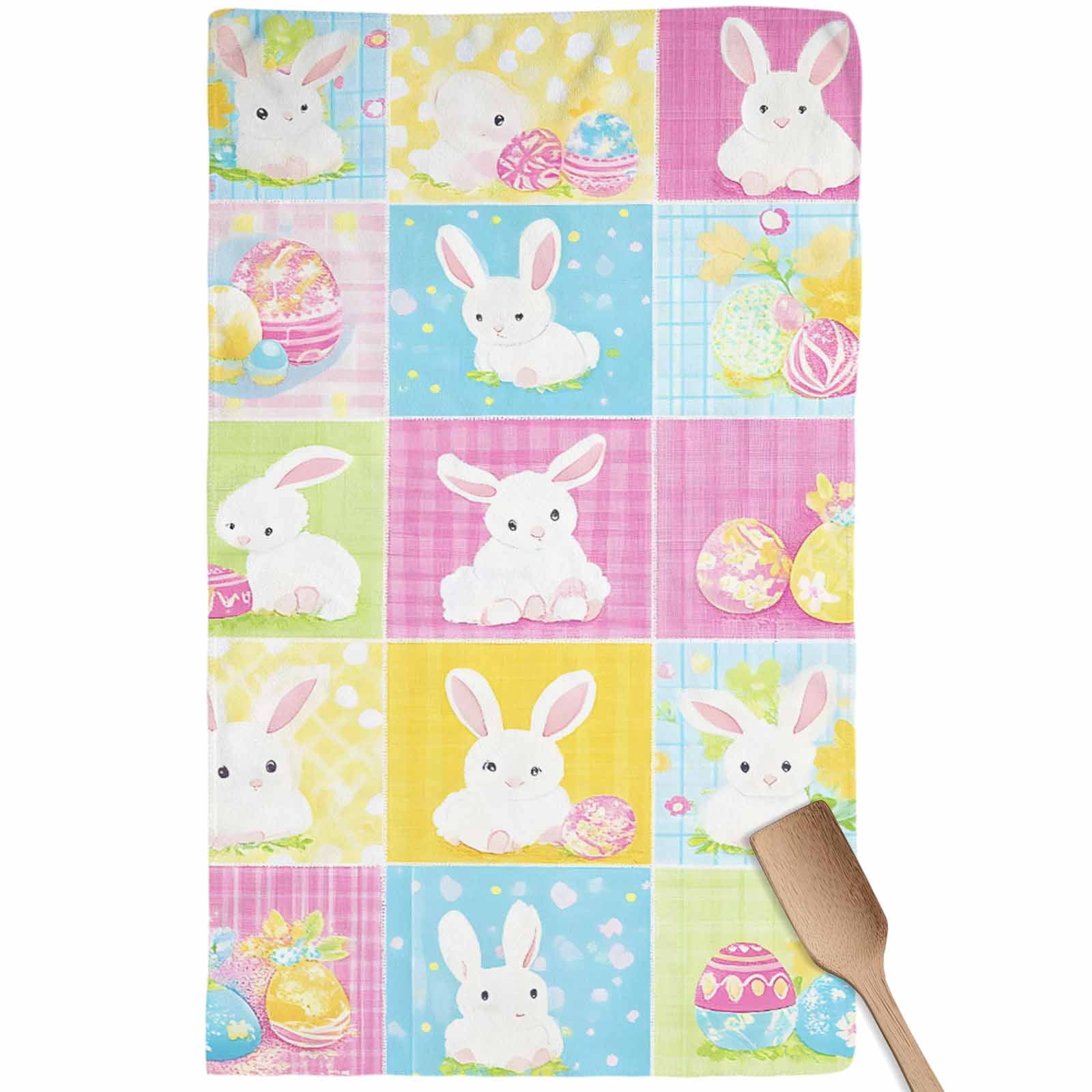 Easter Rabbit Kitchen Towel Easter Eggs Quick Dry Absorbent Dish Towels ...