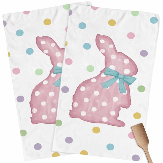 Easter Rabbit Kitchen Towel Pink Bunny Quick Dry Absorbent Dish Towels ...
