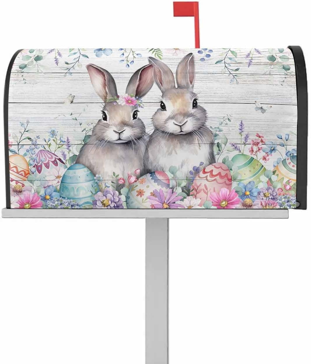 Easter Rabbit Mailbox Covers Magnetic Spring Flowers Leaves Easter ...