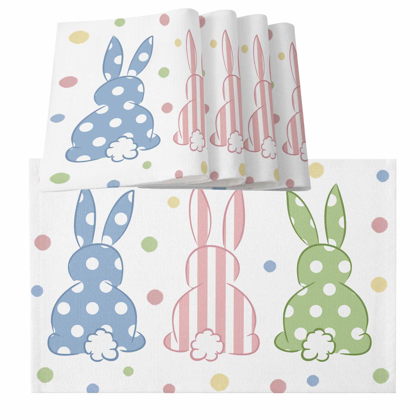 Easter Rabbit Placemats for Dinning Table Set of 4, Pink Blue Green ...