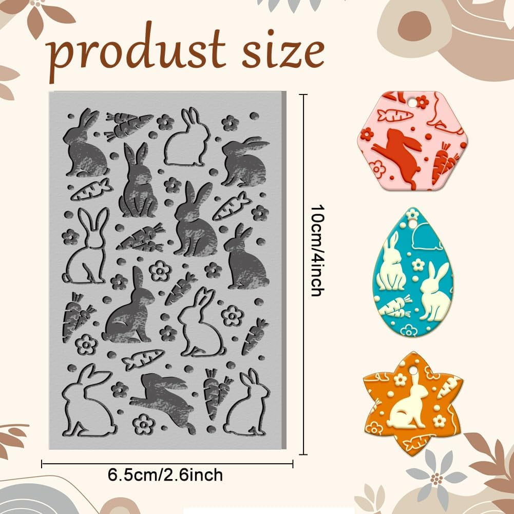 Easter Rabbit Polymer TextureSheets Bunny Carrot Flowers Animals Rubber ...