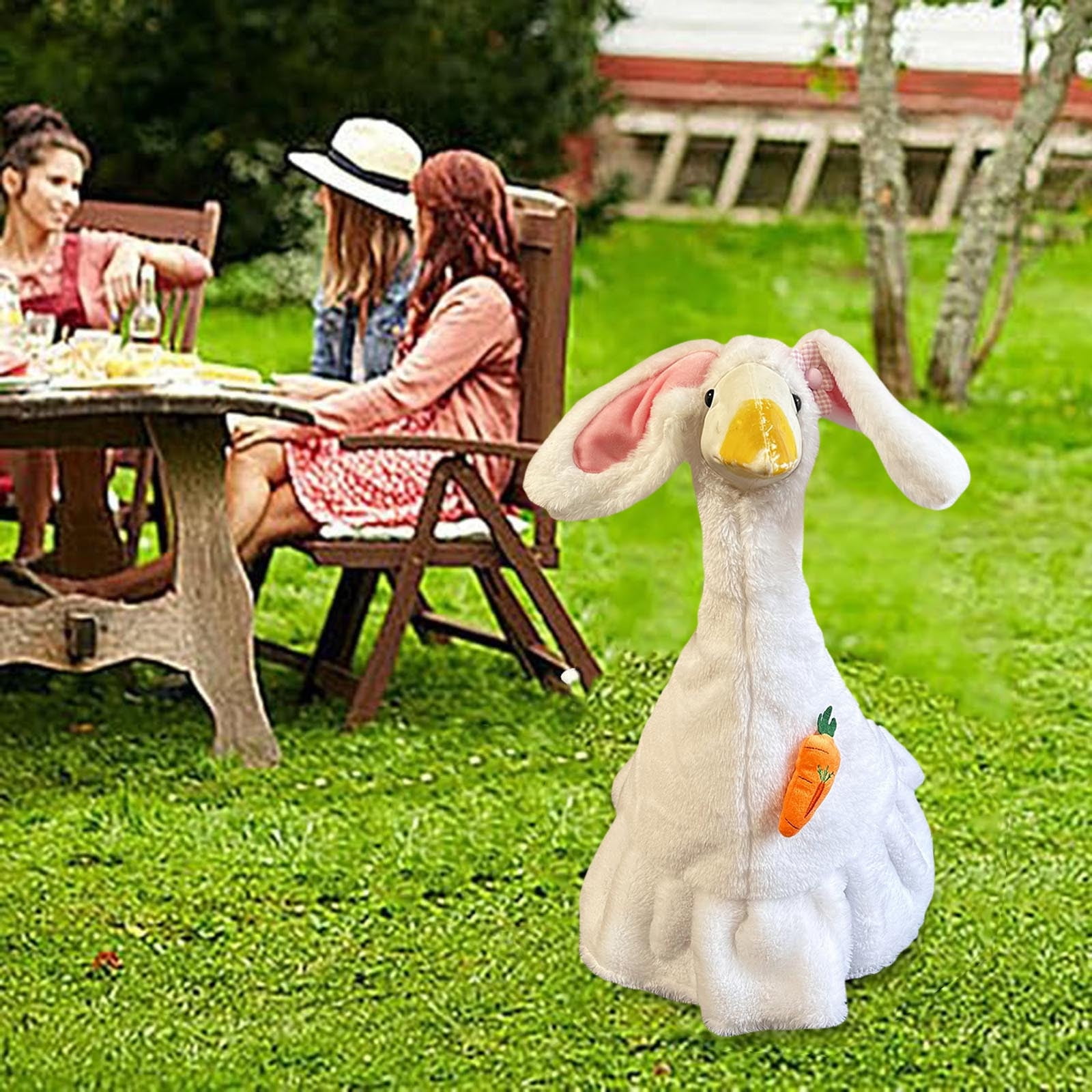 Easter Rabbit Porch Goose Set with Rabbit Ear Hat Bow Tie Tail Durable ...