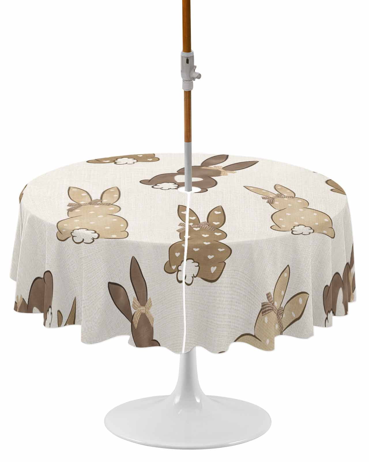 Easter Rabbit Round Outdoor Tablecloth, Waterproof Table Cloth Cover ...