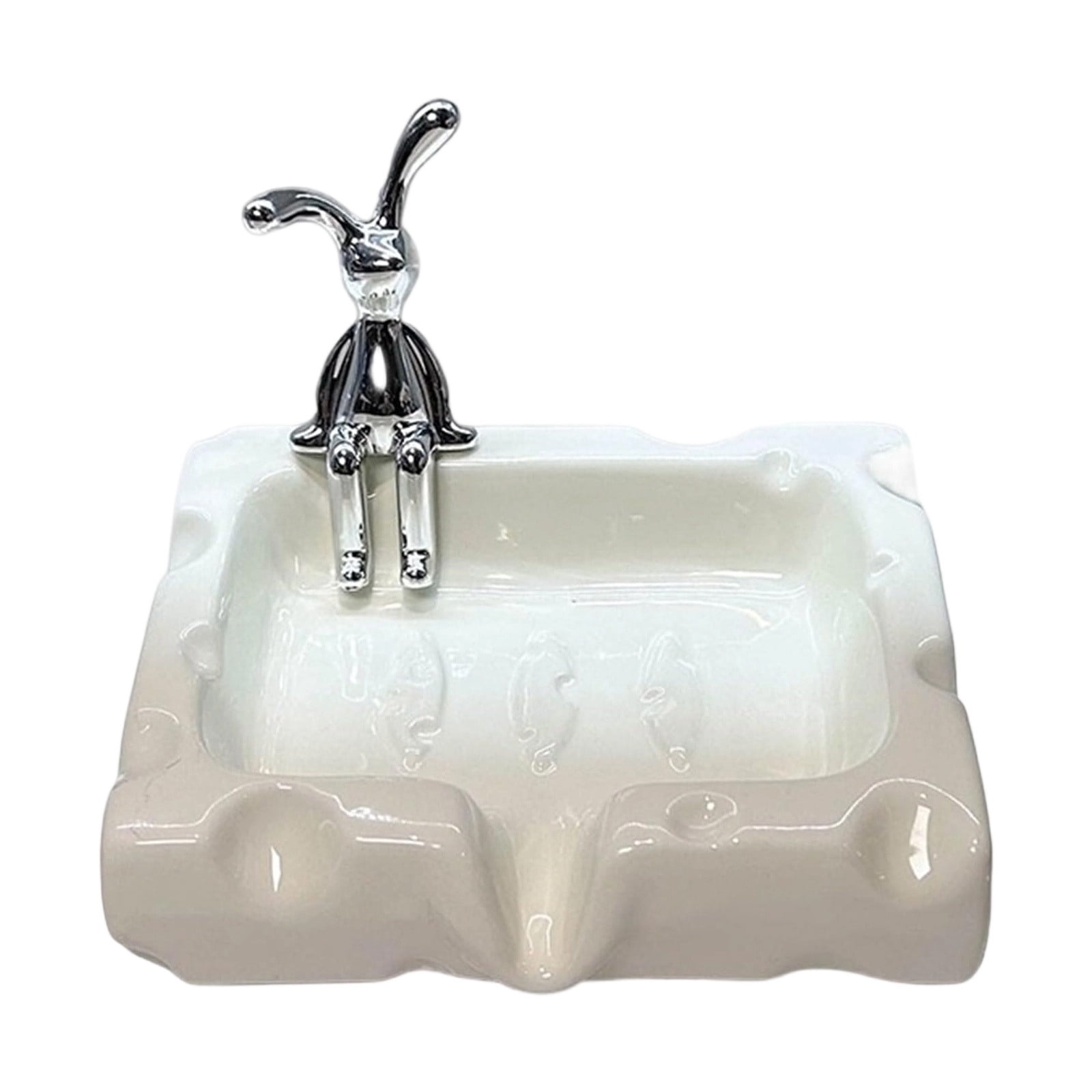 Easter Rabbit Shape Ceramic Soap Dish, Cute Soap Holder with Drain ...