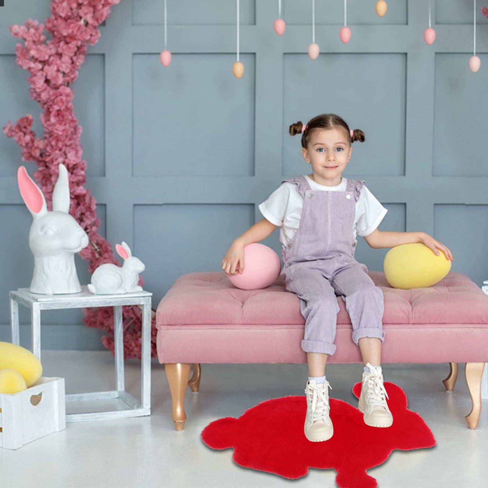 Easter Rabbit Shaped Area Rug Faux Fur Rug Soft Fluffy Area Rug Plush ...