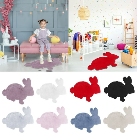 Easter Rabbit Shaped Area Rug Faux Fur Rug Soft Fluffy Area Rug Plush ...