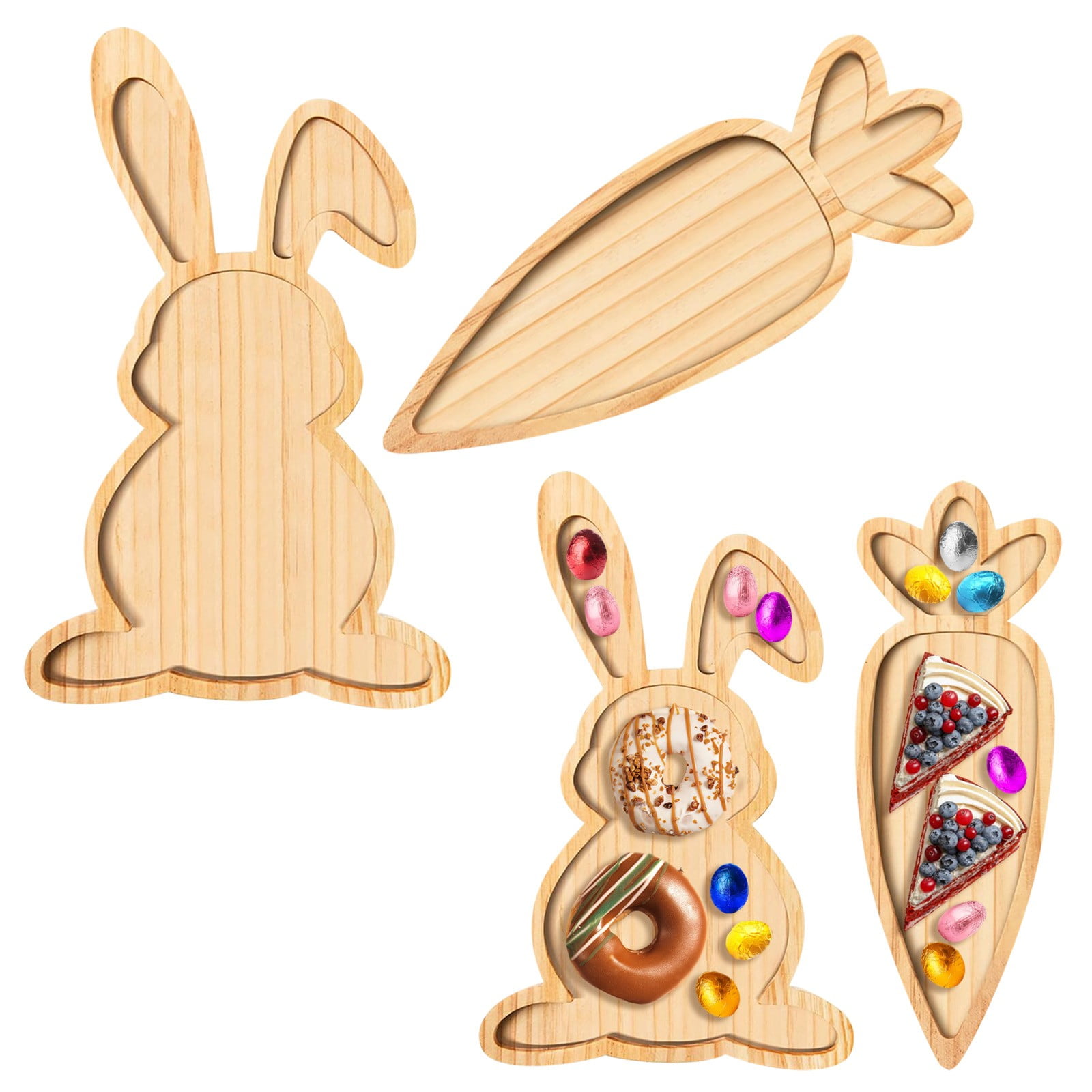 Easter Rabbit Shaped Charcuterie Board Bunny Wooden Serving Platter ...