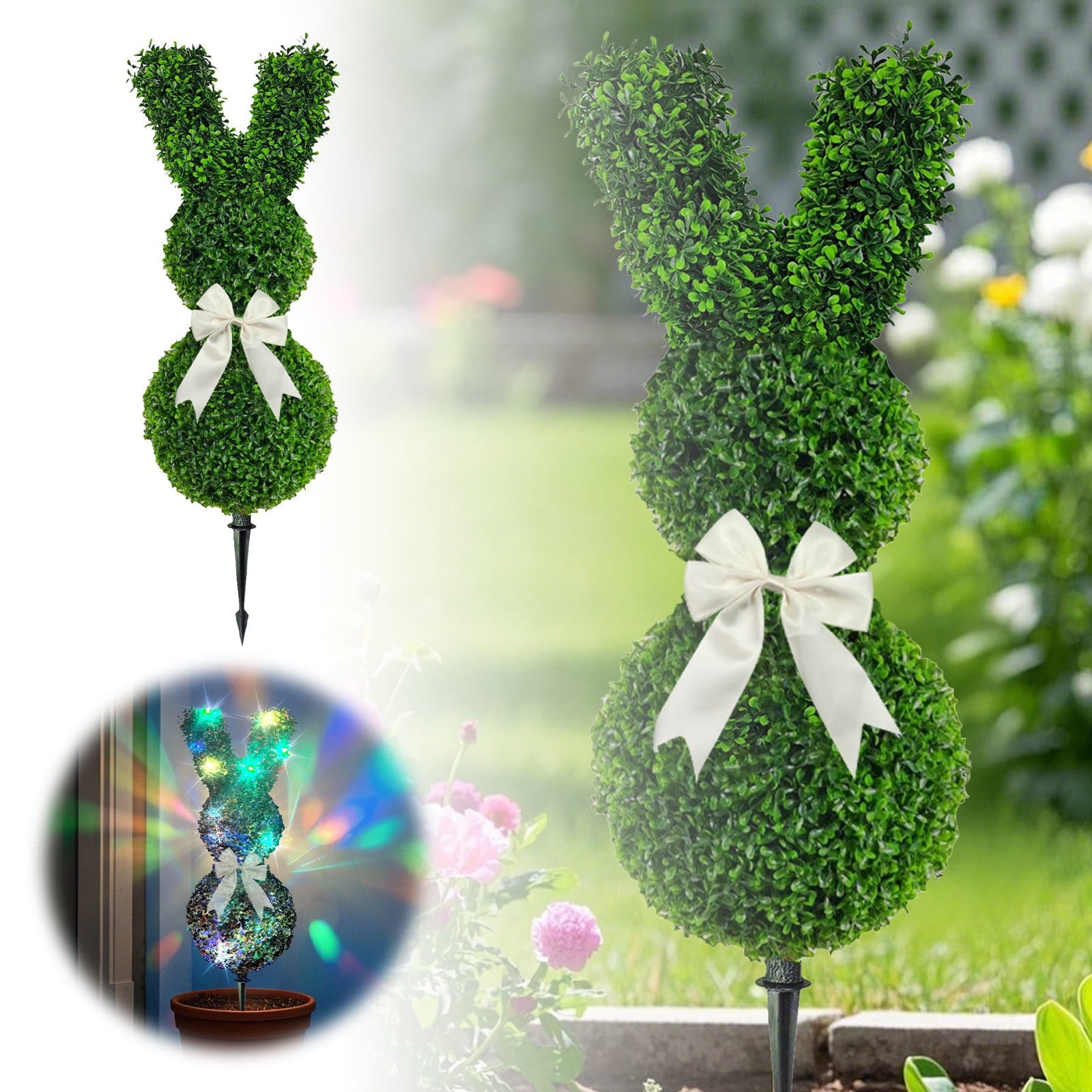 Easter Rabbit Shaped Topiary Trees–3Ft High Easter Artificial Boxwood ...