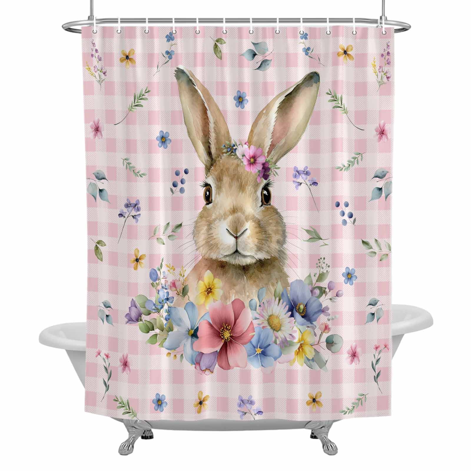 Easter Rabbit Shower Curtain for Bathroom, Spring Blue Purple Pink ...