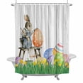 Easter Rabbit Shower Curtain for Bathroom, Watercolor Eggs Yellow ...