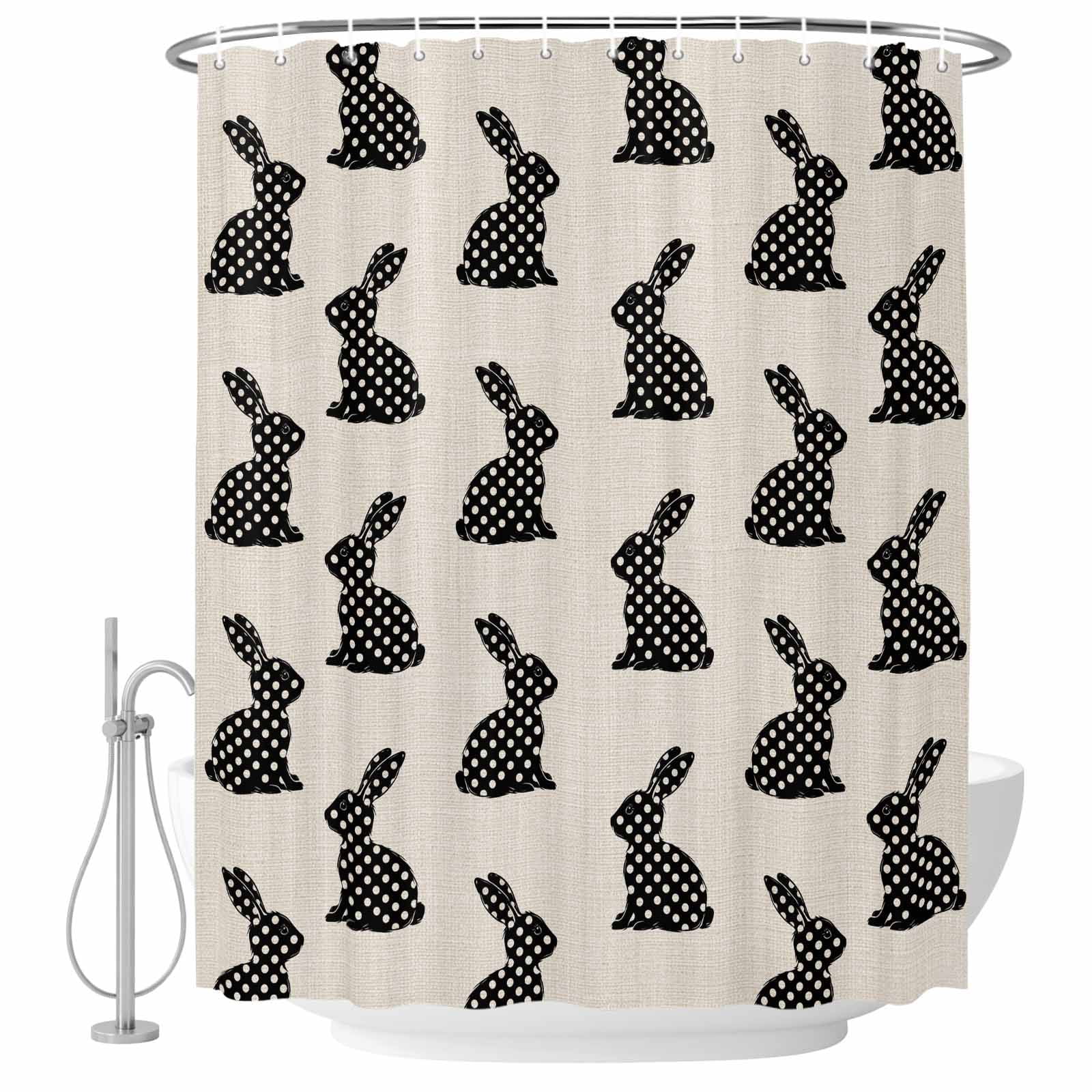 Easter Rabbit Shower Curtain Set - 72" x 78" Washable Bathtub Curtain ...