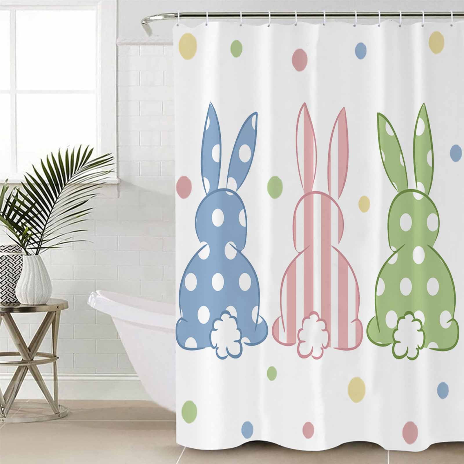 Easter Rabbit Shower Curtain Set, Waterproof Shower Curtains for ...