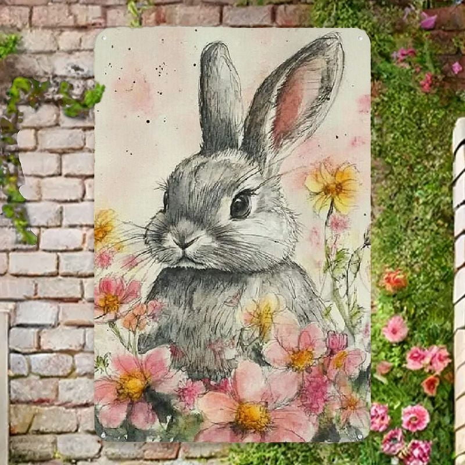 [Easter Rabbit Sign] Easter Rabbit Metal Tin Sign - 8x12 inch Easter ...