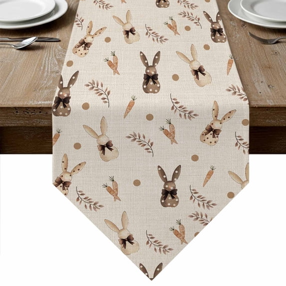 Easter Rabbit Table Runner Linen Burlap Table Runner 120 Inches Long ...