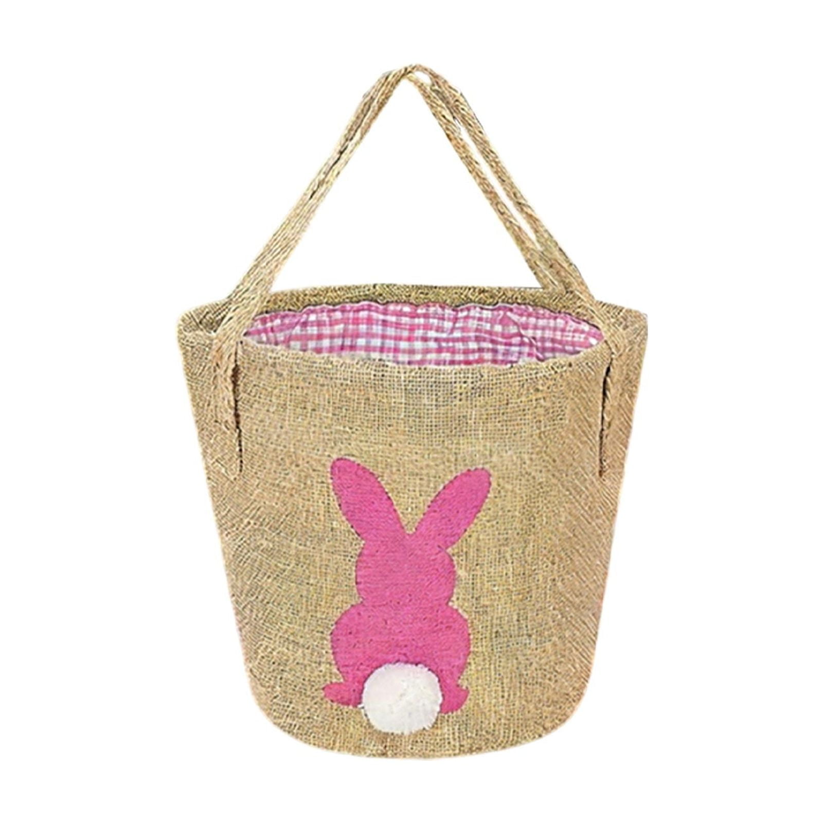 Easter Rabbit Tote Bag Round Bottom Holiday Basket for Spring ...