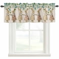 Easter Rabbit Valances for Windows Blue Flower Leaf Rod Pocket Curtain ...