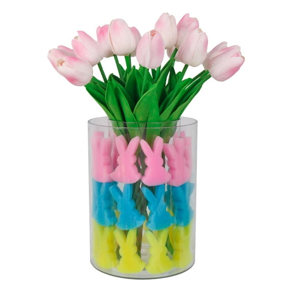 Easter Rabbit Vase Filler Spring Artificial Tulips Decoration Set with ...