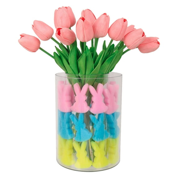 Easter Rabbit Vase Filler Spring Artificial Tulips Decoration Set with ...