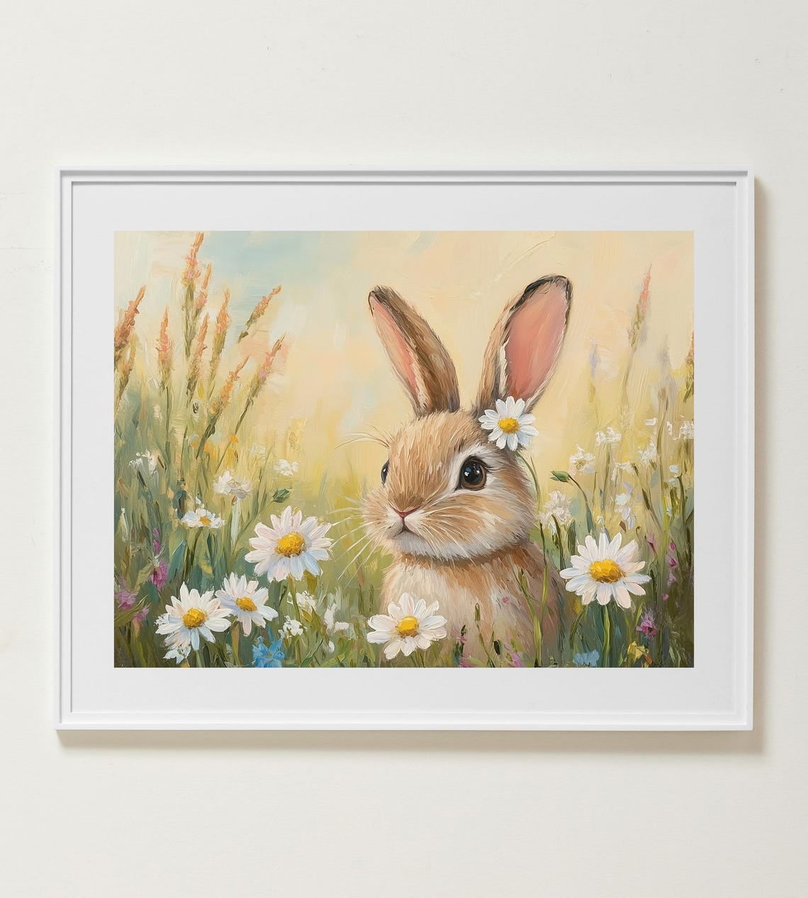 Easter Rabbit Wall Art, Rabbit And Wildflowers Print, Spring Bunny ...
