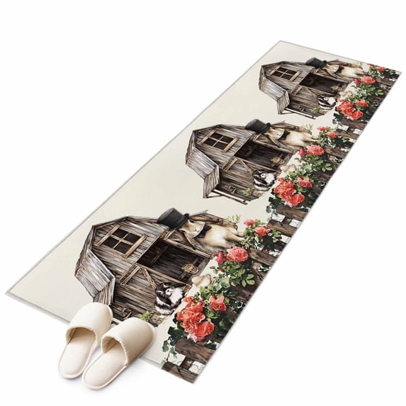 Easter Rabbit Washable Area Rug 2 x 6 ft CuteTop Hat Bunny Eggs Brown ...