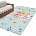 Easter Rabbit Washable Area Rug 4 x 6 ft Spring Bunny Ears Foot Floral ...