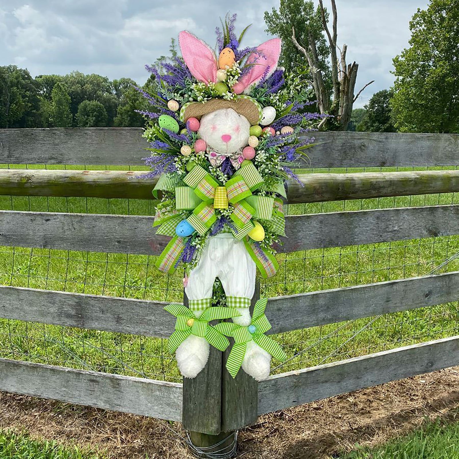 Easter Rabbit Wreath Decor for Front Door Easter Bunny Door Wreath ...
