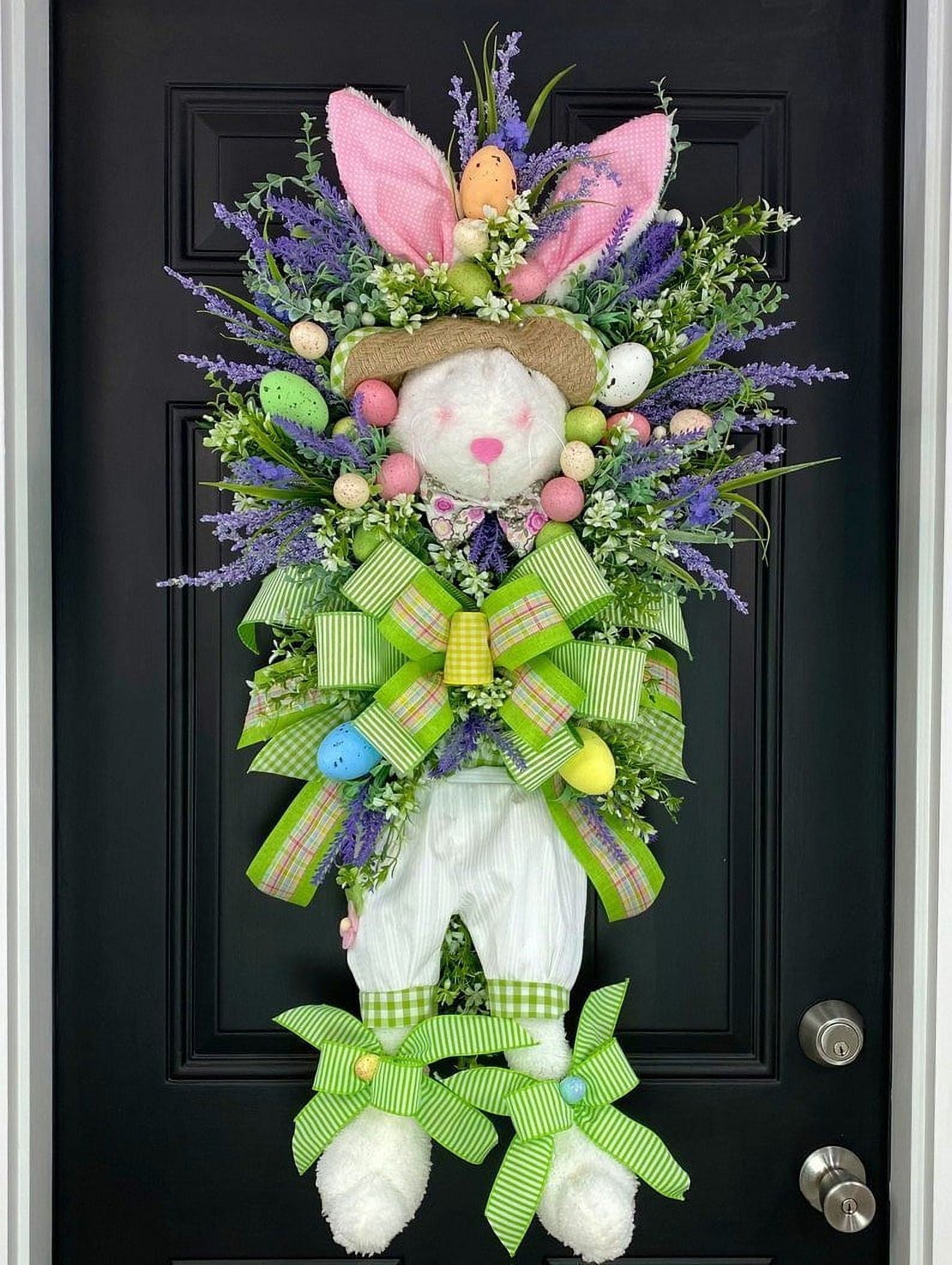 Easter Rabbit Ear Wreath Decoration for Front Door, Bunny Thief Theme ...
