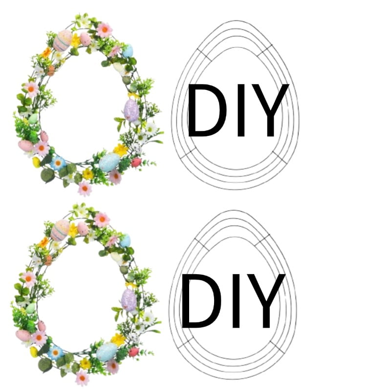 Easter Rabbit Wreath Metal Frame Wire, Form Floral Garden Bunny & Egg ...