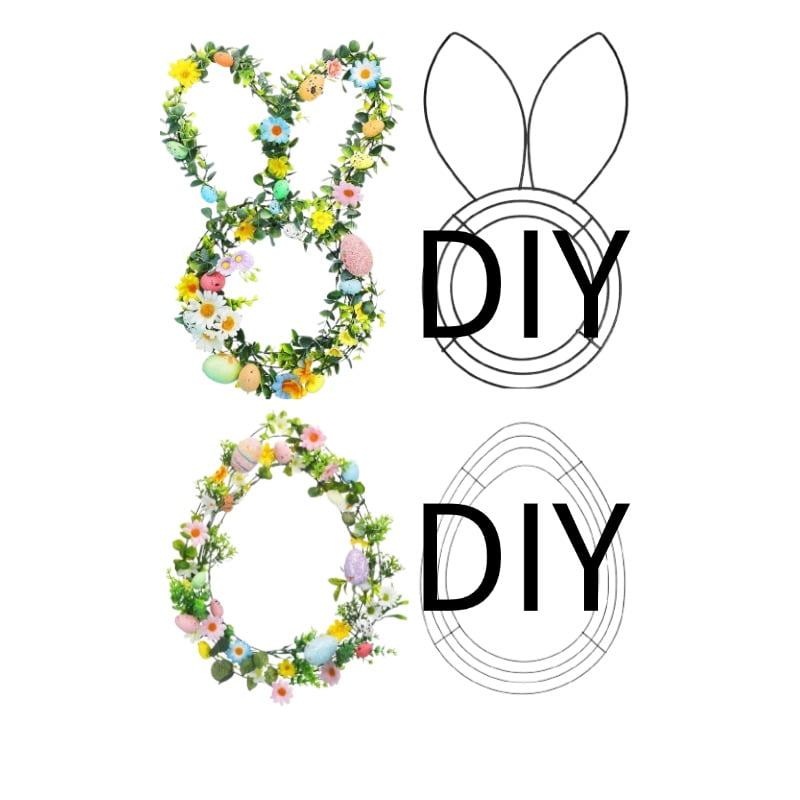 Easter Rabbit Wreath Metal Frame Wire Form Floral Garden Bunny Shaped ...