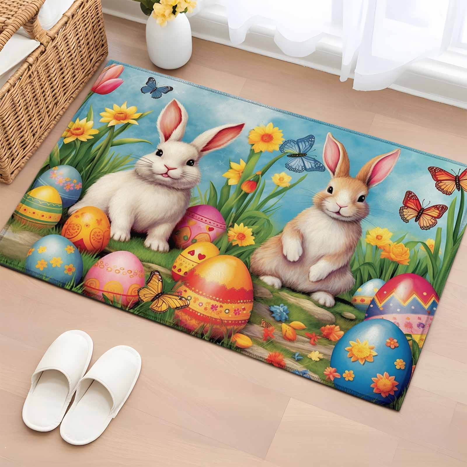 Easter Rabbits, Bathroom Mats 2x3 FT, Non Slip Small Kitchen Mat ...