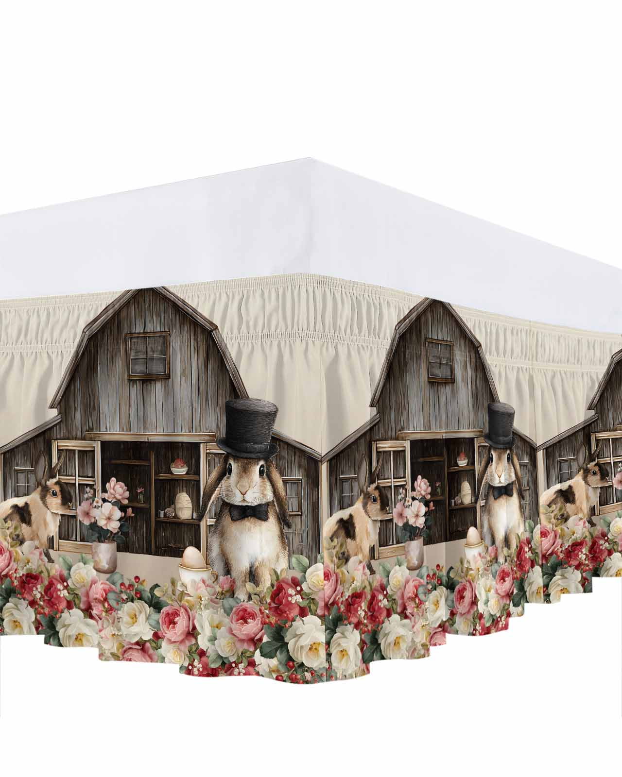 Easter Rabbits Bed Skirt California King Size 16 Inch Drop, Farmhouses ...