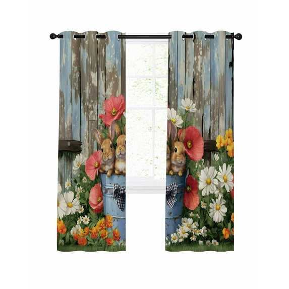 Easter Rabbits Blackout Curtains for Bedroom Living Room, Retro Country ...
