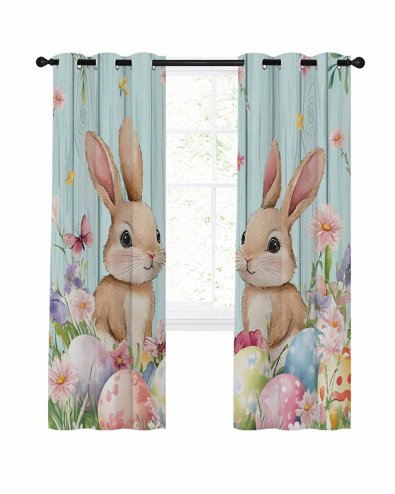 Easter Rabbits Blackout Curtains for Bedroom Living Room, Spring ...