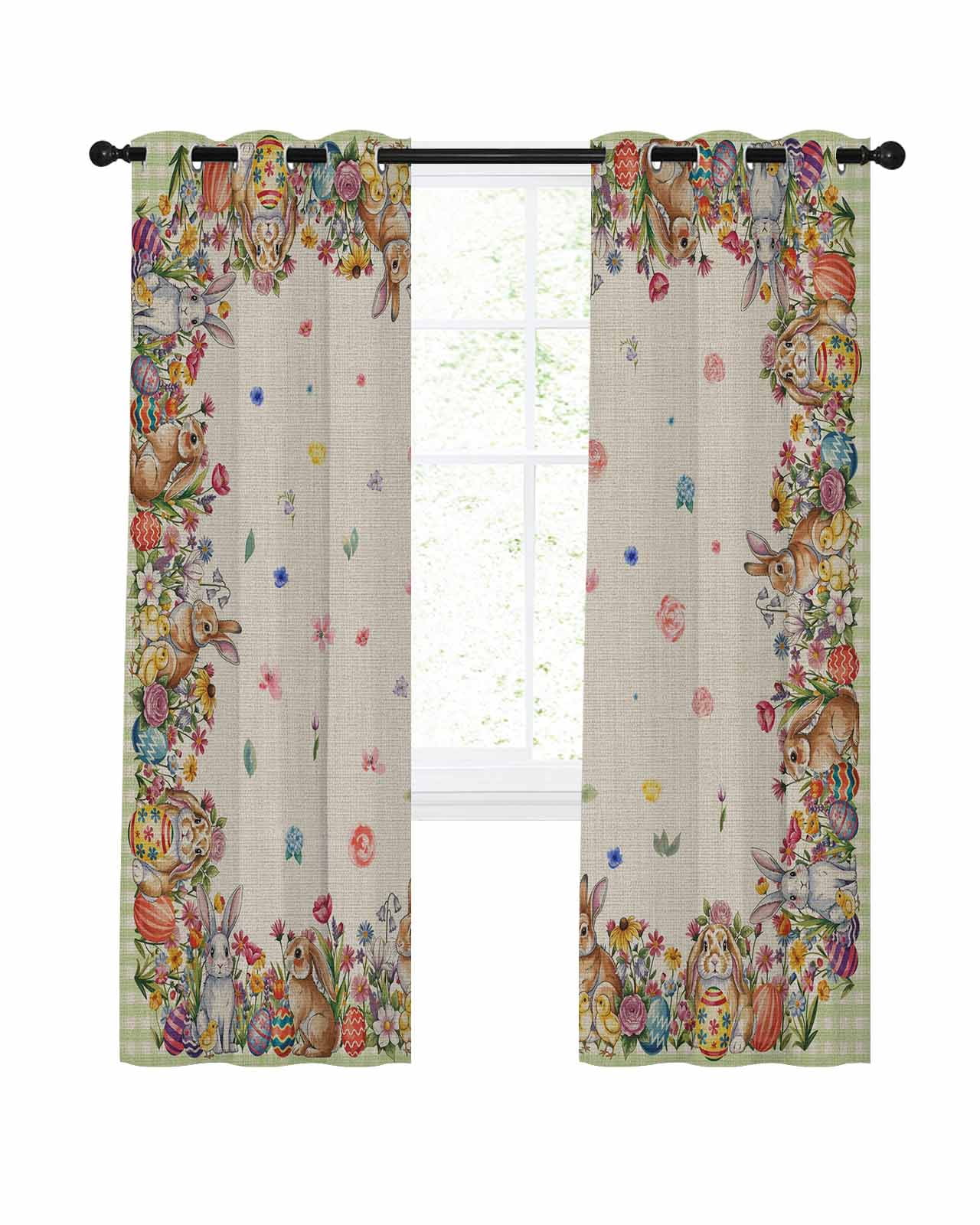Easter Rabbits Blackout Curtains for Bedroom Living Room, Spring Eggs ...